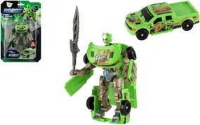 TEDDIES Transformer auto-robot zelený / 14 cm / plast / od 5 let