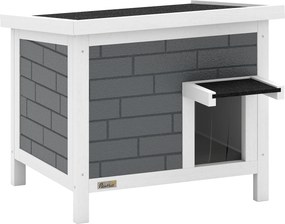 PawHut voděodolný dřevěný domeček pro kočky s otevírací střechou, izolačními hliníkovými panely a asfaltovou střechou — 61 × 51 × 53,5 cm (šedý) — zv…