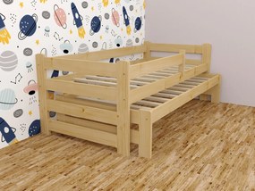 Vomaks Dětská postel s výsuvnou přistýlkou DPV 001 se zábranou Rozměr: 80 x 200 cm, Barva: moření dub