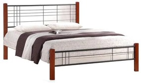 Kovová postel Vera 160x200, třešeň, černá, bez matrace