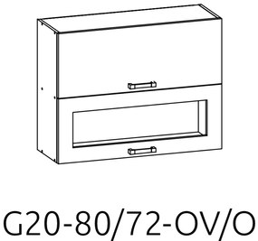 Horní prosklená výklopní skřínka kuchyně Sole G2O-80/72-OV/O Barva korpusu skříněk: Šedá grenola, Barva dvířek: Dub Arlington