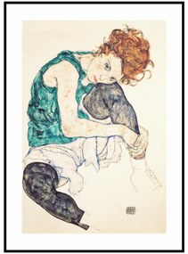 Plakát Egon Schiele - Sedící žena s pokrčenými koleny Rozměr plakátu: A4 (21 x 29,7 cm)