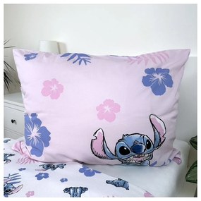 Světle růžové bavlněné dětské povlečení na jednolůžko 140x200 cm Lilo &amp; Stitch "Pink" – Jerry Fabrics