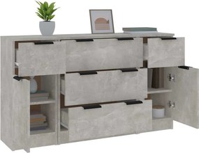 3dílná sada příborníků betonově šedá kompozitní dřevo 3115823