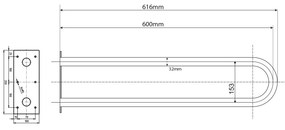 Sapho, Podpěrné madlo tvar U 600mm, nerez, XH538