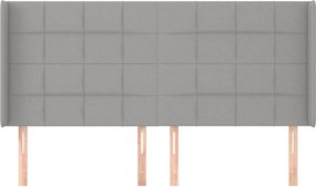 Čelo postele typu ušák světle šedé 203x16x118/128 cm textil 3119602