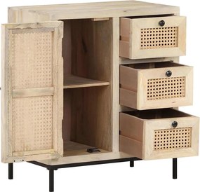 Příborník 60 x 35 x 70 cm masivní mangovník a přírodní rákos 323508