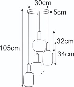KAJA Lustr nad stůl FABIO K-5872 bílé sklo 4xE27