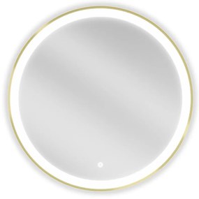 Mexen Esso, kulaté LED podsvícené koupelnové zrcadlo 70 cm, 6000K, topná podložka proti zamlžování, zlatý rám, 9825-070-070-611-50