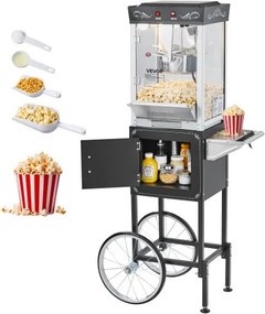 Výrobník popcornu s vozíkem, Konvice z nerezové oceli o objemu 0,2 kg VEVOR – Černá