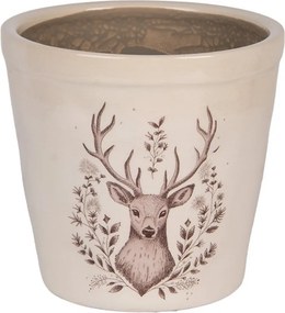 Béžový obal na květináč s jelenem Gentle Wilderness M - Ø 15*14 cm