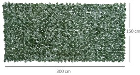 Outsunny Umělý živý plot Břečťan, tmavě zelený, 300 x 150 cm