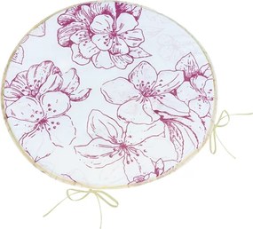 Bellatex Sedák Adéla kulatý hladký průměr 40 cm Květ Vínová,Bílá