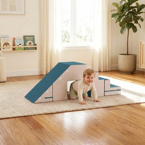 AIYAPLAY 2dílné pěnové stavební kostky pro batolata s odnímatelnými potahy, vnitřní lezecko-lezecká a plazící herní sada, modrá