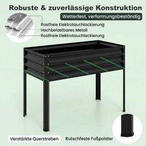 Costway Vyvýšené lůžko z pozinkovaného kovu s PE krytem. Vyvýšená – černý