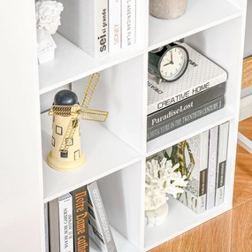 HOMCOM Knihovna Cube s 6 policemi, Organizér pro úložný prostor v rustikálním designu, Moderní dřevěná knihovna pro dětský pokoj, pracovnu, kancelář,…