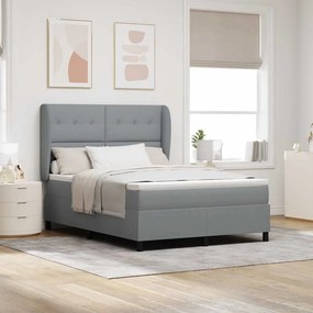 Postel s boxspringem s čelo Světle šedá 140 x 190 cm textil 3340557