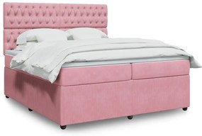 Box spring postel s matrací růžová 200x200 cm samet 3292441