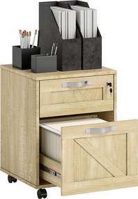 Vinsetto Kancelářská jednotka se zásuvkami s 2 zásuvkami Mobilní spisový kabinet s koly zamykatelný a závěsnými složkami pro velikost A4 41x42x56 cm P