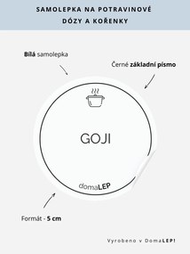 GOJI – bílá samolepka na dózu, základní písmo, 5 cm | DomaLEP