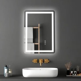 LED koupelnové zrcadlo 3 barvy proti zamlžování nástěnné toaletní zrcadlo 50 × 70 cm