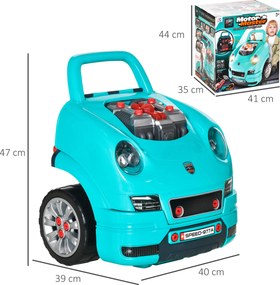 HOMCOM nákladní auto mechanik 2 v 1 dětská kutilská sada mechanická napodobenina mnohé příslušenství celkem 61 dílů modrá