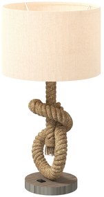 HOMCOM Stolní lampa LED stolní lampa USB dobíjecí, noční lampička, patice E27, kovové plátno, krémově bílá 30 x 30 x 55 cm | Aosom