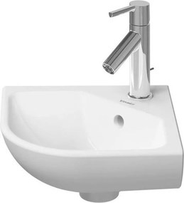 Duravit ME by Starck - Umývátko rohové 44x38 cm, s přepadem, otvor pro baterii, DuraShield, bílá 072243AA00