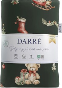 Perkálové bavlněné prodloužené povlečení Vánoční radosti - tmavě zelené Velikost: 140 x 220 + 70 x 90