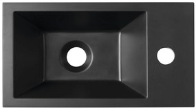 Sapho Sapho, AMAROK litý mramor umyvadlo 40x22cm, černá matná, baterie vpravo, AR500B