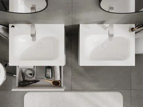 Mexen Orio, koupelnová skříňka 60 cm s umyvadlem Vela, 2 zásuvky, bílá lesklá, 91A10-06047-2-BFF00-W23M00