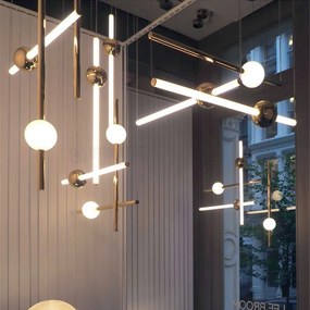 Toolight - LED stropní lampa závěsná 60cm 12W APP475-CP, zlatá-bílá, OSW-00607