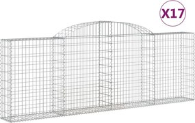 Klenuté gabionové koše 17ks 300x30x100/120cm pozinkované železo 3146534