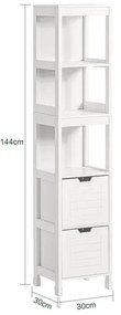 Sobuy FRG126-W vysoká skříňka do koupelny koupelnová police koupelnový koupelnový nábytek bílá