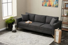 Hanah Home Třímístná pohovka BERLIN antracitová se zlatou 222 cm 825BLC2795