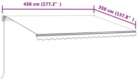 vidaXL Marketos Automatická zatahovací markýza 450 x 350 cm antracitová
