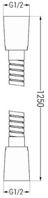 Mexen příslušenství, Sprchová hadice 125 cm, ocelová, černá, 79435-70