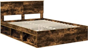 Rám postele Kouřový dub 135 x 190 cm Masivní borové dřevo 3410613