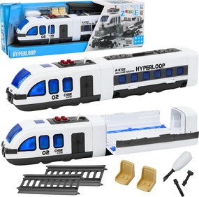 LEAN Toys Osobní vlak, kolejnice na šroubování, kutilské projekty DIY, zvuky, světla