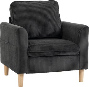 HOMCOM sametové křeslo do obývacího pokoje, čalouněné jednosedačkové křeslo, široké sedadlo, polštář s pružinovým jádrem, 83x74x87 cm, tmavě šedé