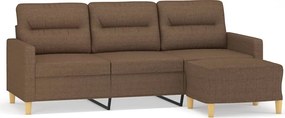 3místná pohovka s podnožkou hnědá 180 cm textil 3201076