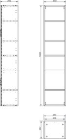 Mexen Rivel, koupelnový podstavec 35 cm, 2 dvířka, drážkované, bílá matná, 91A21-03016-2-BF01