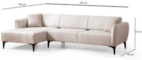 Designová rohová sedačka Beasley 270 cm šedo-bílá - levá