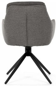 Jídelní židle 180° otočná lanýžová voděodolná látka, černý kov DCH-P3174 GREY2