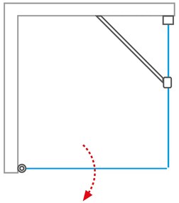 Roltechnik Outlet Otevírací jednokřídlé sprchové dveře OBCO1 s pevnou stěnou OBCB Varianta: šířka dveří: 90 cm, šířka pevné stěny: 90 cm - (OBCO1-90_OBCB-90), Barva profilů a typ výplně: profily: brillant, výplň: transparent