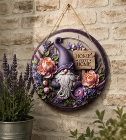 dekorace na zeď, dřevo, 20x20 cm, Boho styl s trpaslíkem, Dekorino DZ20260013