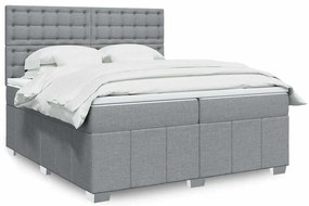 Box spring postel s matrací světle šedá 200 x 200 cm textil 3294089