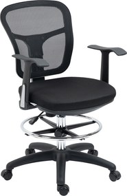 Kancelářská židle Vinsetto Ergonomická počítačová židle 95-115 cm s područkami a podnožkou Mesh Black pro kancelář a domácí kancelář |