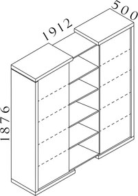 Vysoká skříň Lineart 191,2 x 50 x 187,6 cm, jilm světlý / antracit