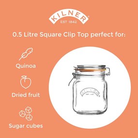 Kilner Clip Top zavařovací sklenice s klipem, hranatá, 0,5 l, 0025.510